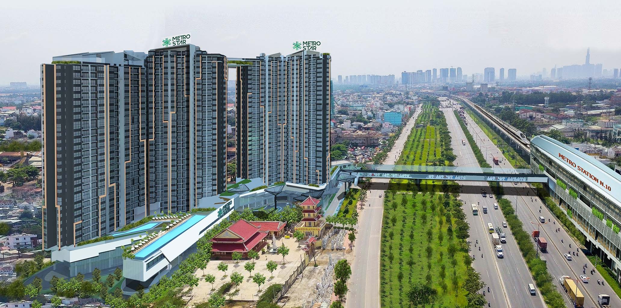 Metro Star kết nối trực tiếp với nhà ga metro bằng cầu bộ hành